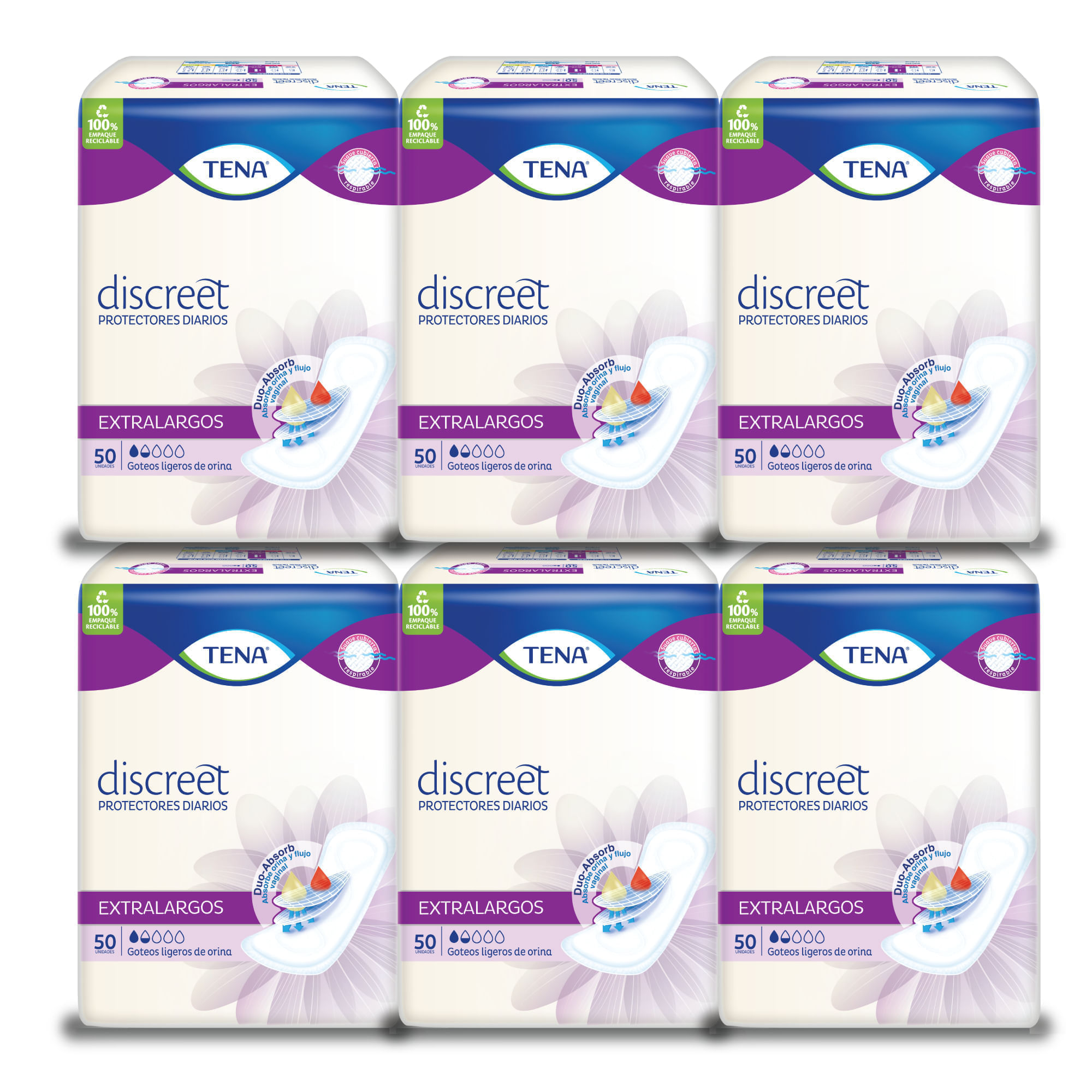 Combo Protector diario Tena Discreet Extralargos sin alas - Tena